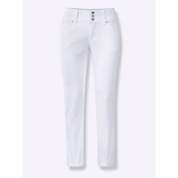 WITT Damen 7/8-Jeans mit breitem 3-Knopf-Bund, wei&szlig;, Gr&ouml;&szlig;e 50