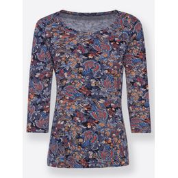 WITT Damen Print-Shirt im Bl&uuml;tenmuster, marine-terra-bedruckt, Gr&ouml;&szlig;e 48