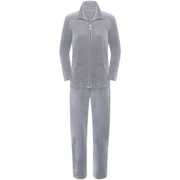 Comtessa Damen Hausanzug mit jeweils 2 Taschen, grau-meliert, Gr&ouml;&szlig;e 40/42