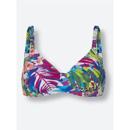 feel good Damen Bikini-Oberteil im Exotik-Dessin, lagune-gemustert, Gr&ouml;&szlig;e 44F