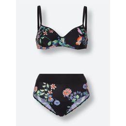 feel good Damen Bikini mit B&uuml;gel-Cups, schwarz-bedruckt, Gr&ouml;&szlig;e 40B