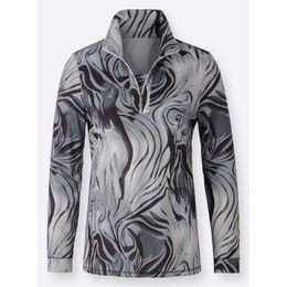 WITT Damen Poloshirt mit Stretch-Anteil, schwarz-bedruckt, Gr&ouml;&szlig;e 40
