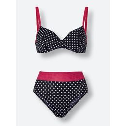 feel good Damen Bikini in Tupfen-Dessin, schwarz-rot-bedruckt, Gr&ouml;&szlig;e 50A