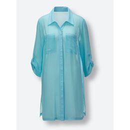 feel good Damen Strandbluse mit krempelbaren 3/4-&Auml;rmeln, aquamarine, Gr&ouml;&szlig;e 40/42