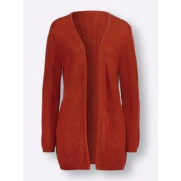 WITT Damen Strickjacke mit gerippten Abschl&uuml;ssen, rostrot, Gr&ouml;&szlig;e 46