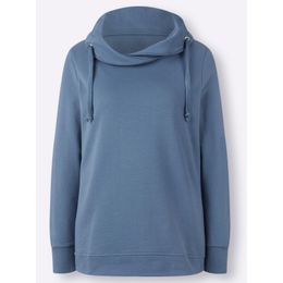 WITT Damen Sweatshirt mit halsfernem Rollkragen, blau, Gr&ouml;&szlig;e 46
