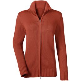 WITT Damen Strickjacke mit 2-Wege-Rei&szlig;verschluss, rostrot, Gr&ouml;&szlig;e 42