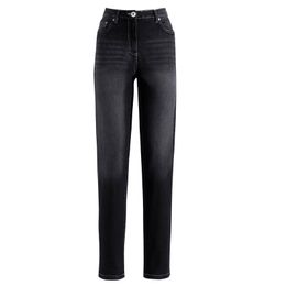 WITT Damen Stretch-Jeans in Used-Optik, black-denim, Gr&ouml;&szlig;e 25