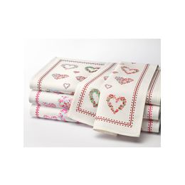 WITT Geschirrtücher, weiß-rosé, Größe 50x70 cm - Halbleinen (2 Stück)