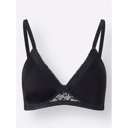 w&auml;schepur w&auml;schepur Damen T-Shirt-BH ohne B&uuml;gel mit floraler Spitze, schwarz, Gr&ouml;&szlig;e 100C
