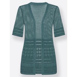 WITT Damen Strickjacke in Ajourstrick, jade, Gr&ouml;&szlig;e 52