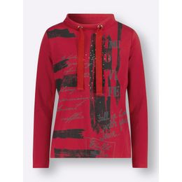 WITT Damen Sweatshirt mit grafischem Druck, rot, Gr&ouml;&szlig;e 38