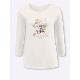 WITT Damen Longshirt mit Print vorne, champagner-bedruckt, Größe 50