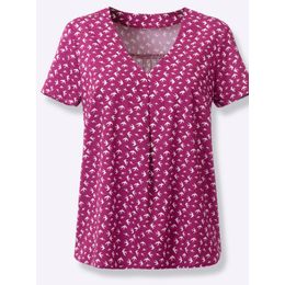 WITT Damen Schlupf-Bluse mit Schwalben-Muster, magenta-bedruckt, Gr&ouml;&szlig;e 38
