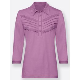 WITT Damen Poloshirt mit Biesen-Verzierung, orchidee, Gr&ouml;&szlig;e 42