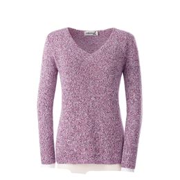 WITT Damen Strickpullover aus Melangegarn, fuchsia-meliert, Gr&ouml;&szlig;e 54
