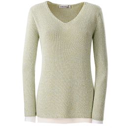 sheego Gro&szlig;e Gr&ouml;&szlig;en Strickpullover aus Melangegarn, gr&uuml;n-meliert, Gr&ouml;&szlig;e 46 - Damen