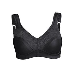 Swegmark Damen Entlastungs-BH ohne B&uuml;gel mit seitlicher, wattierter Spitze, schwarz, Gr&ouml;&szlig;e 90B