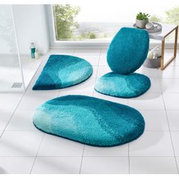 Grund Badematte, blau, Gr&ouml;&szlig;e 50x50 cm - WC-Vorlage ohne Ausschnitt