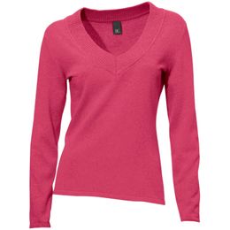 Heine Witt Damen V-Ausschnitt-Pullover aus reiner Baumwolle, pink, Gr&ouml;&szlig;e 38