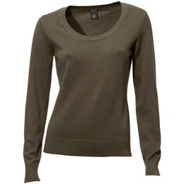 Heine Witt Damen Rundhalspullover aus Feinstrick, oliv, Gr&ouml;&szlig;e 34