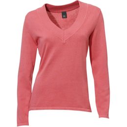 Heine Witt Damen V-Ausschnitt-Pullover aus reiner Baumwolle, koralle, Gr&ouml;&szlig;e 34