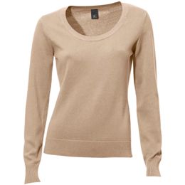 Heine Witt Damen Rundhalspullover aus Feinstrick, beige, Gr&ouml;&szlig;e 40
