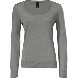 Heine Witt Damen Rundhalspullover aus Feinstrick, grau-melange, Gr&ouml;&szlig;e 36