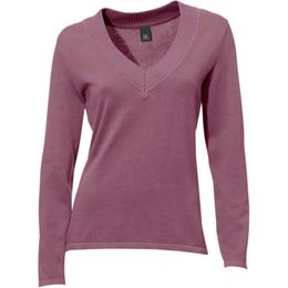 Heine Witt Damen V-Ausschnitt-Pullover aus reiner Baumwolle, mauve, Gr&ouml;&szlig;e 38