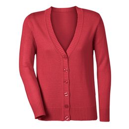 WITT Damen Strickjacke mit farblich abgestimmten Kn&ouml;pfen, korallenrot, Gr&ouml;&szlig;e 38