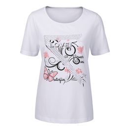 WITT Damen T-Shirt mit Schmetterlings-Druck, wei&szlig;, Gr&ouml;&szlig;e 38