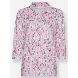 WITT Damen Poloshirt mit Bio-Baumwolle, ros&eacute;-steingrau-bedruckt, Gr&ouml;&szlig;e 40