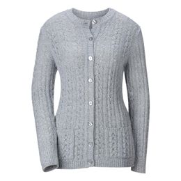 WITT Damen Strickjacke mit Ton-in-Ton-Kn&ouml;pfen, hellgrau-meliert, Gr&ouml;&szlig;e 40