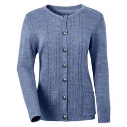 WITT Damen Strickjacke mit Schmuck-Kn&ouml;pfen, bleu-meliert, Gr&ouml;&szlig;e 54