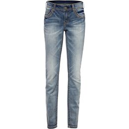 Heine Witt Damen R&ouml;hrenjeans mit Stickerei, bleached, Gr&ouml;&szlig;e 20