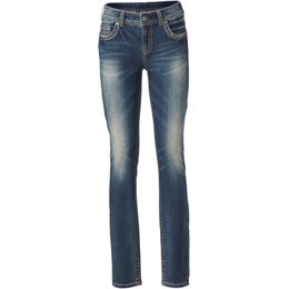 Heine Witt Damen R&ouml;hrenjeans mit Stickerei, blue stone, Gr&ouml;&szlig;e 46