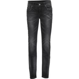 Heine Witt Damen R&ouml;hrenjeans mit Stickerei, black stone, Gr&ouml;&szlig;e 23