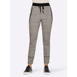 Heine Damen Druckhose, Schwarz, Gr. 38, 7/8-Hose, Material: Baumwolle