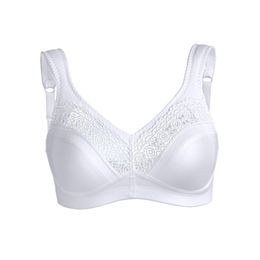 Swegmark Damen Entlastungs-BH ohne B&uuml;gel mit seitlicher, wattierter Spitze, wei&szlig;, Gr&ouml;&szlig;e 75D
