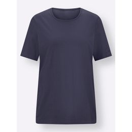 WITT Damen Schlafanzugshirt mit Rundhals-Ausschnitt, nachtblau, Gr&ouml;&szlig;e 44/46