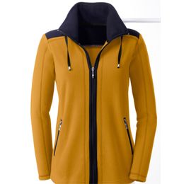 WITT Damen Fleecejacke mit Kontraststreifen, mais-schwarz, Gr&ouml;&szlig;e 48
