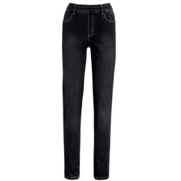 WITT Damen High-waist-Jeans mit hohem Rundum-Dehnbund, black-denim, Gr&ouml;&szlig;e 48