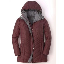 Damen Steppjacke mit Kontrastfutter bordeaux-grau, Gr&ouml;&szlig;e 48