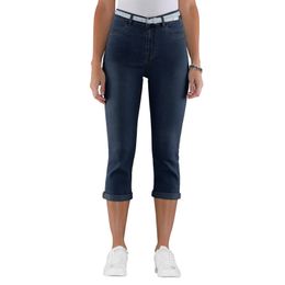 WITT Damen Caprijeans inkl. Glitzer-Gürtel, Stretch-Qualität, blue-stone-washed, Größe 56