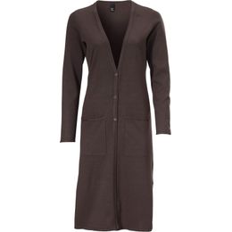 Heine Witt Damen Longstrickjacke mit Seitenschlitzen, schokobraun, Gr&ouml;&szlig;e 36