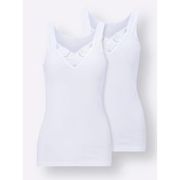 w&auml;schepur w&auml;schepur Damen Achselhemd mit Batist-Motiv, wei&szlig;, Gr&ouml;&szlig;e 40