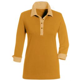 WITT Damen Poloshirt mit Kontrast-Akzenten, curry, Gr&ouml;&szlig;e 46
