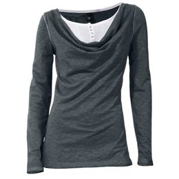 WITT Damen 2-in-1-Shirt in elastischer Qualit&auml;t, grau-meliert, Gr&ouml;&szlig;e 44