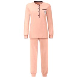 w&auml;schepur w&auml;schepur Damen Schlafanzug mit Katzen-Motiv, apricot, Gr&ouml;&szlig;e 36/38