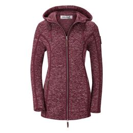 WITT Damen Kapuzenfleecejacke mit Umlegekragen, bordeaux-meliert, Gr&ouml;&szlig;e 46
